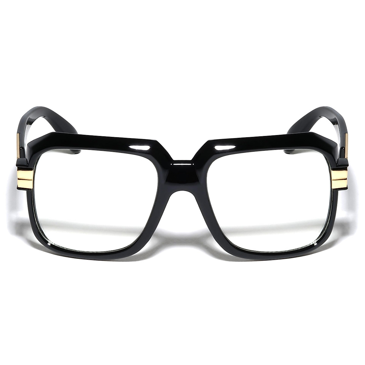 Dweebzilla, Gazelle Emcee Oversized Square Sunglasses w Clear Lenses (Black & Gold Frame, Clear Lenses), One Size Fits Most, HB-McGee