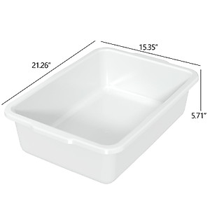 Minekkyes Commercial Products Standard Bus/Utility Box, 25 Gallon, Commercial Tote Box Cross Stack Nest Utility Tote Tub, White (Pack of 4)