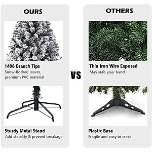 SPSUPE Artificial Christmas Tree, Premium PVC Xmas Full, Flocked Snow Pine Tree with Solid Metal Stand, Ideal for Indoor and Outdoor (9FT), White