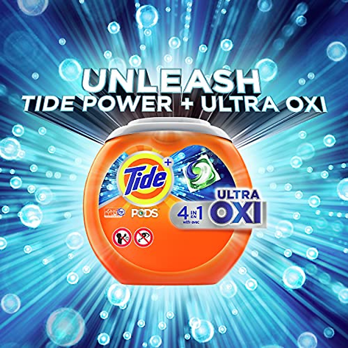 Tide PODS 4 in 1 Ultra Oxi Laundry Detergent Soap PODS, High Efficiency (HE), 61 Count