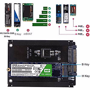 BEYIMEI M.2 NGFF to SATA Adapter Card, B-M Key, Supports 2230, 2242, 2260, 2280mm M.2 SSDs