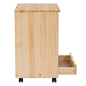 Linon Home Decor Products Corinne Six Drawer Wide, Natural Rolling Cart