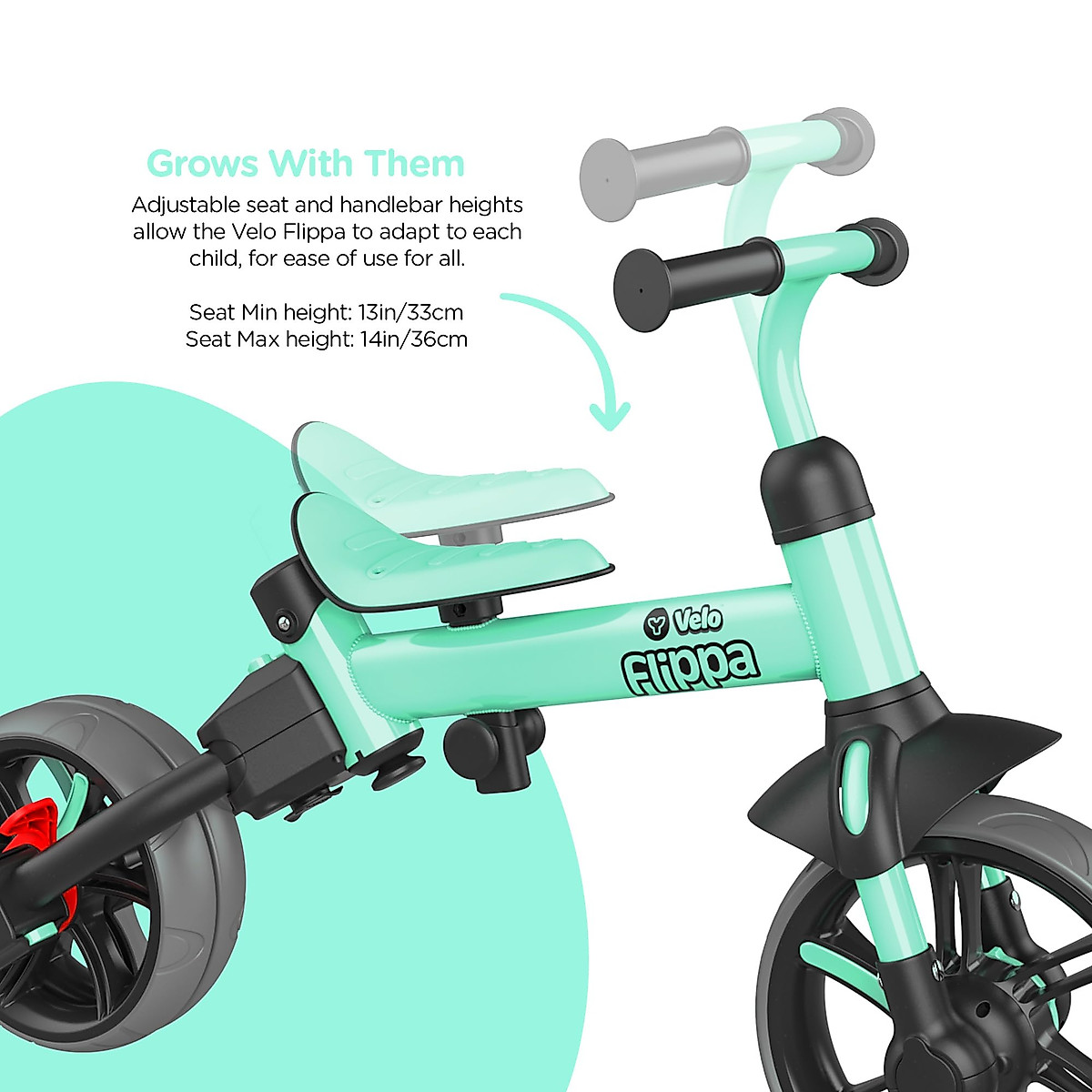 Yvolution 3 in 1 Flippa Toddler Trike, For Boys and Girls 2 to 5 Years Old, Convertible Push Tricycle, Balance Bike, With Footrest and Parent Steering, Adjustable Seat and Handlebars, Max Weight 55lbs