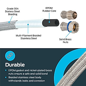 Eastman 12 Inch Steel-Flex Water Heater Connector, 3/4 Inch FIP Swivel x 3/4 Inch MIP Rigid, Flexible Braided Stainless Steel, 48573