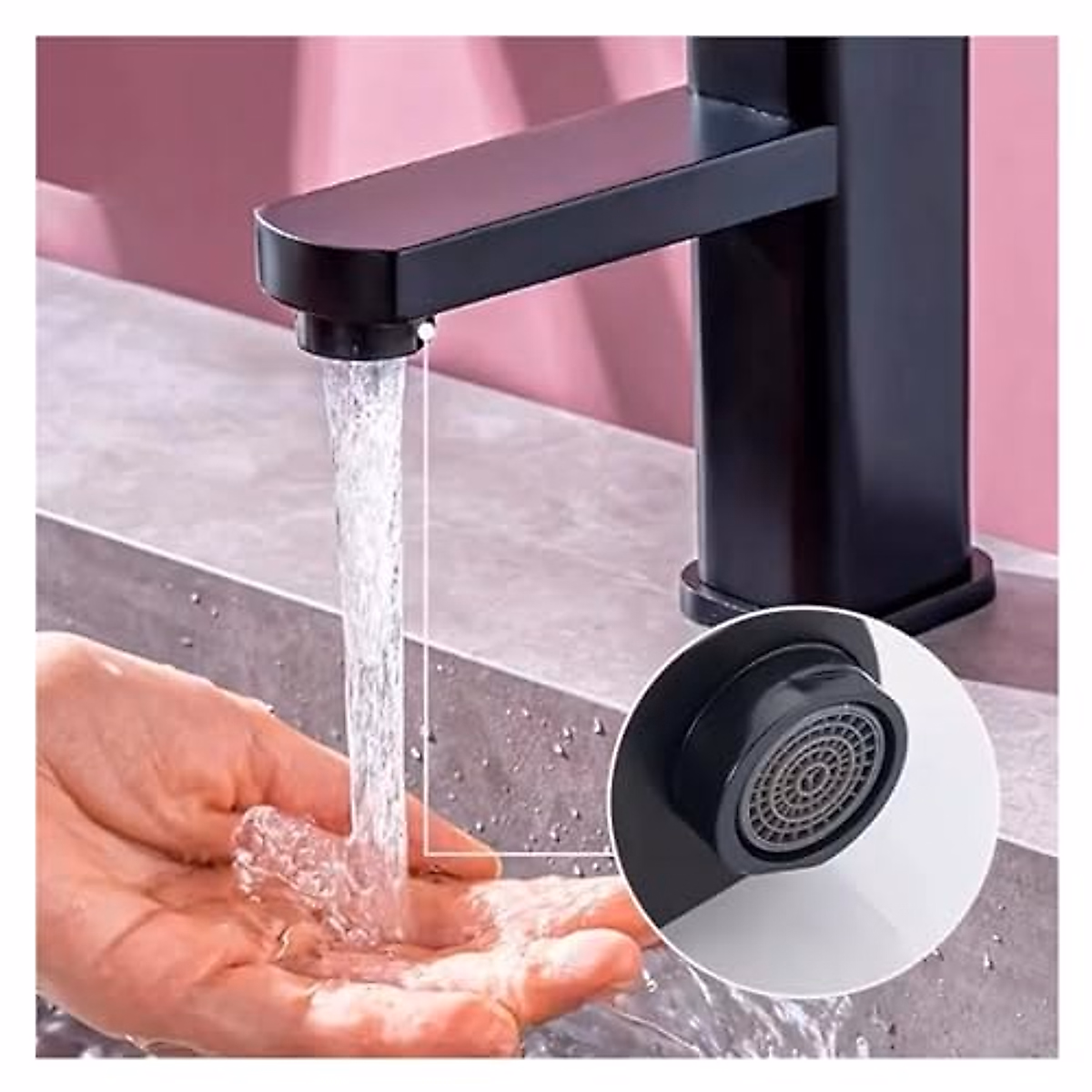 Bathroom Faucet hot and Cold Mixer tap countertop Mounted Bathroom Basin Faucet Black Square washbasin Sink Bathtub Faucet
