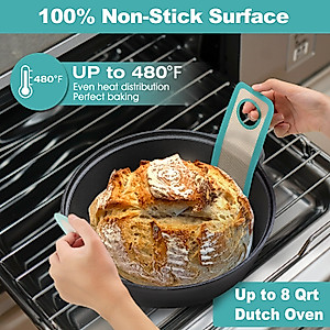 Silicone Bread Sling Dutch Oven - Best Japan Silicone. Non-Stick & Easy Clean Reusable Silicone Bread Baking Mat. With Extra Long Handles Bread Baking Sheet Liner, 2 Mix Colour set Transferable Dough