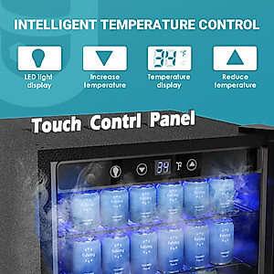 EUHOMY 4.5 Cu.ft Beverage Refrigerator and Cooler, 145 Can Mini fridge with Glass Door for Soda Beer Wine, Small Drink Dispenser with Digital Adjustable Thermostat for Home Office Bar