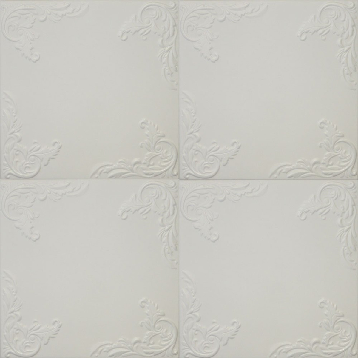 Euro-Deco Ceilings, Inc. Decorative Styrofoam Glue Up Ceiling Tile R101W 20 x 20 Tin Look White