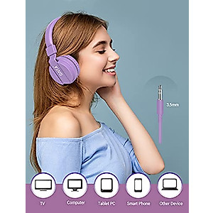 ONTA Kids Headphones for Boys Girls - Child Student Headset Wired plug Toddler Earphones School Teen on Ear for Ipad | Computer | Smart phone | Amazon Fire Tablet | Laptop | Plane Travel | Game purple