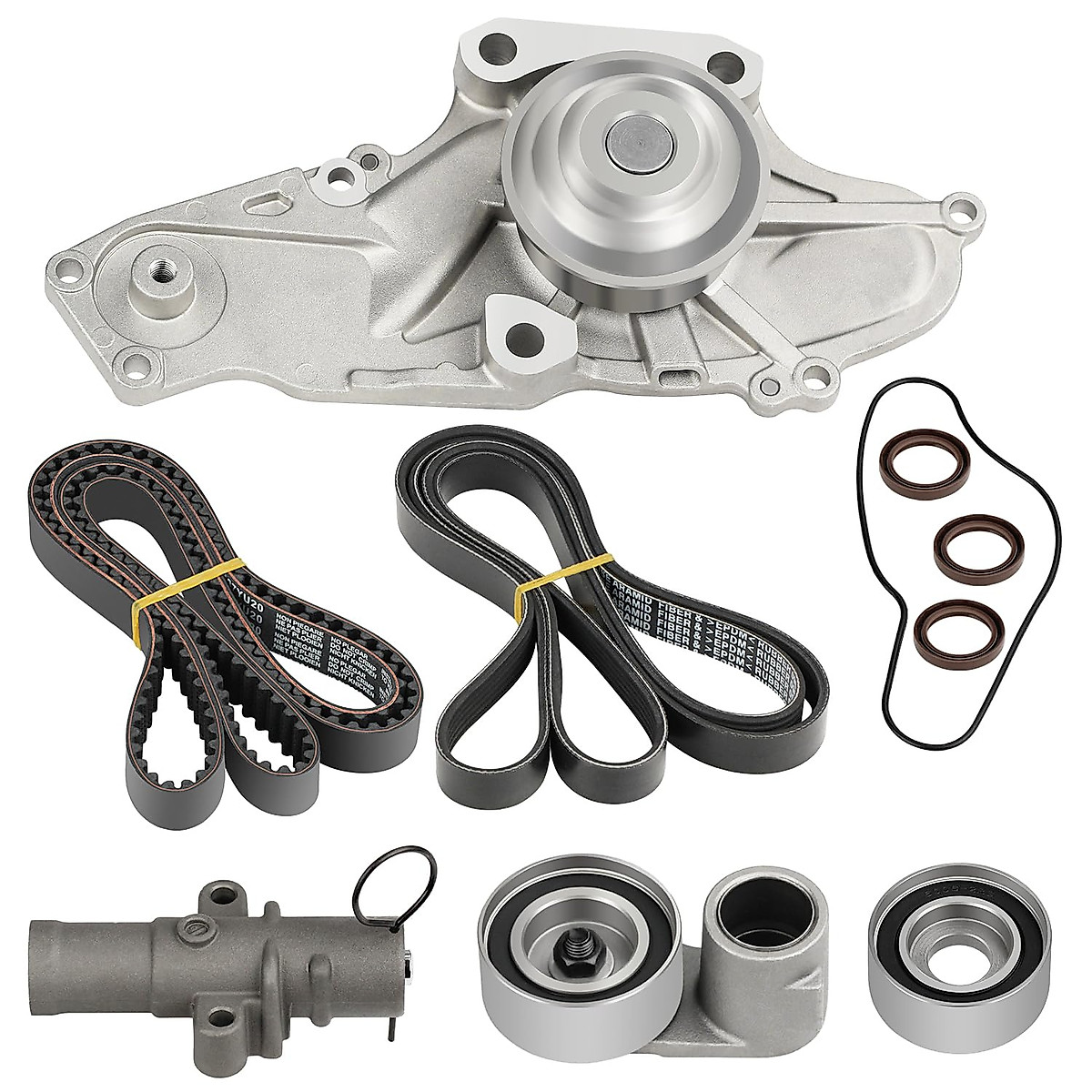 YXGOOD Timing Belt Kit with Water Pump, Fit 2003-2018 Honda Accord, Pilot, Odyssey, Ridgeline, Acura, Saturn VUE, 3.2L 3.7L V6, Replaces Part - TCKWP329 TKH-002 TKH002 19200-RDV-J01