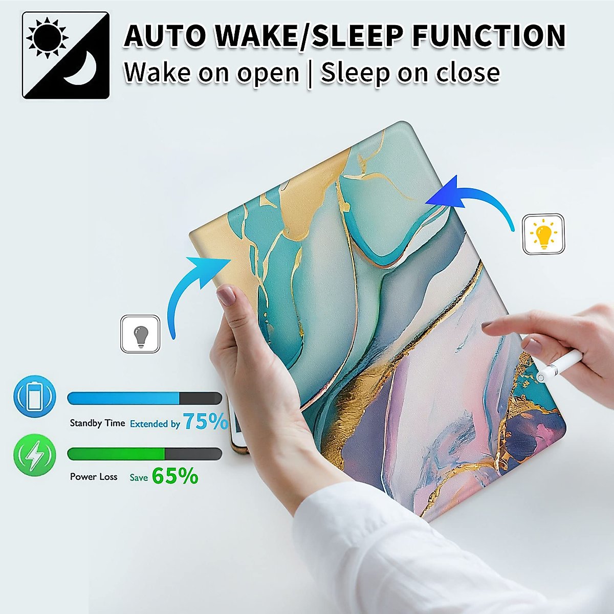 Galaxy Tab A8 10.5 Case 2022/2023 with 360 Degree Rotating Swivel Kickstand Marble Design, RYUITHDJP for Samsung Tab A8 Tablet Case 10.5 Auto Wake Sleep Cover