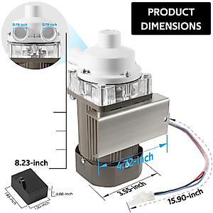 S-0731 Ice Machine Motor for Hoshizaki, Pump Service Assembly with Mounting Plate, 14-Inch Cable & Plug