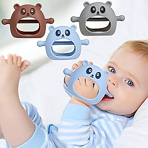 Mytium Teething Toys,3PCS Silicone Baby Teether Toy for 3+ Months Infants Baby Easy to Hold Mitten Teether for Baby Chew Toys and Sucking Needs
