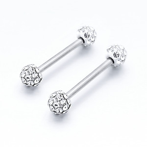 PiercingArt 12PCS Heart Nipple Rings Rhinestone Surgical Steel Nipple Ring Shield Shape Sexy Nipple Piercing Jewelry Barbell Hoops Chain Stainless Steel Sexy Body Jewelry For Women Men 14G