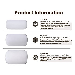 ECOWAN LIVING 26Gal Extra Large Cylindrical Comforter Quilt Blanket Pillow Storage Bag, Closet Organizer Storage Container, Reusable Drawstring Packing Bag, Durable, Moistureproof(White, XL, 2 bag)