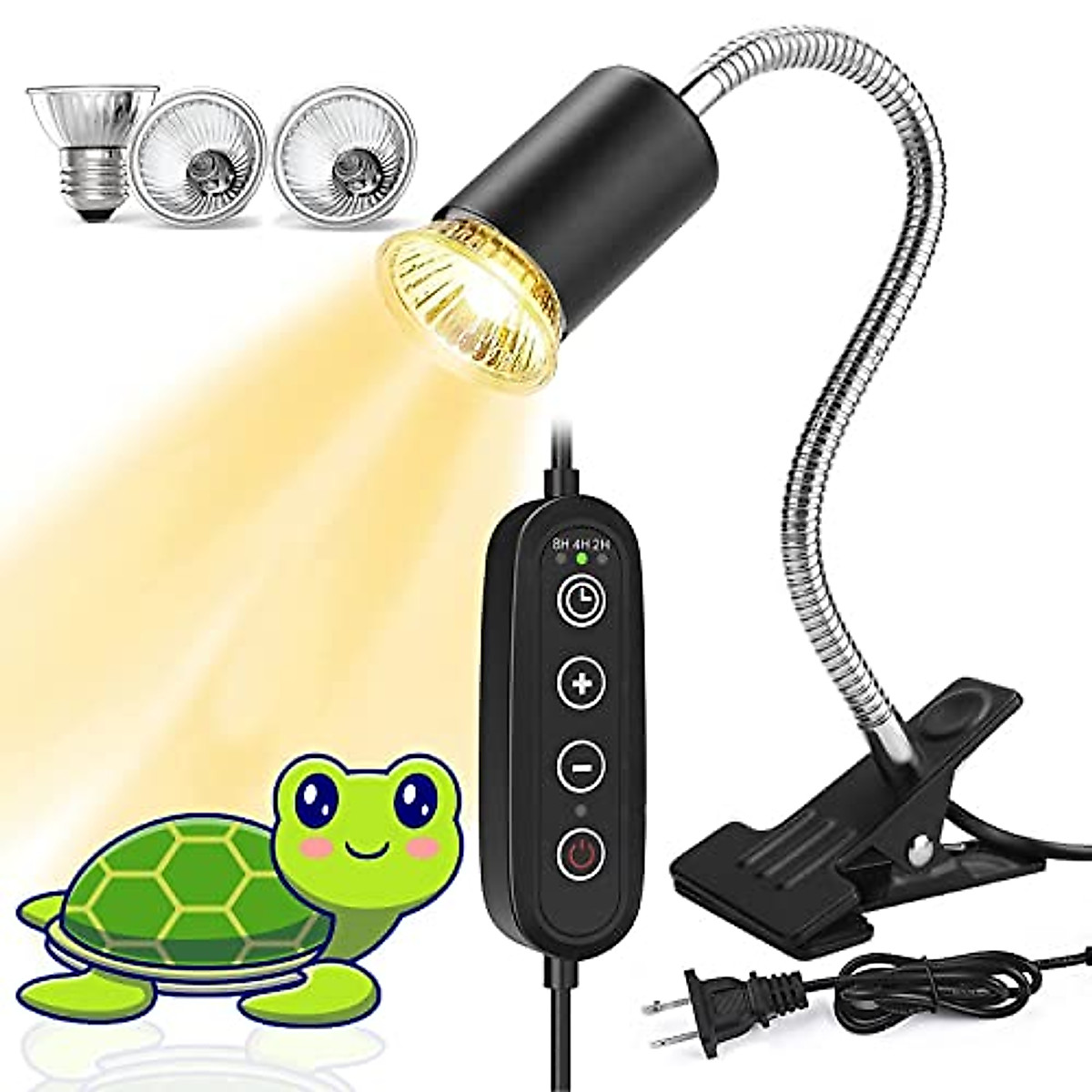 CRRZT Reptile Heat Lamp: 360° Rotatable, Timing & Dimming, 3Pack E27 UVB/UVA Basking Lights (1 * 25W & 2 * 50W)