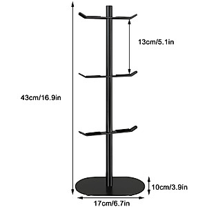 XEENEW Mug Holder Tree, Coffee Cup Holder with 6 Hooks, Coffee Mug Rack, Metal Mug Tree for Counter, Mug Holder Stand Coffee Mug Hanger(Balck)