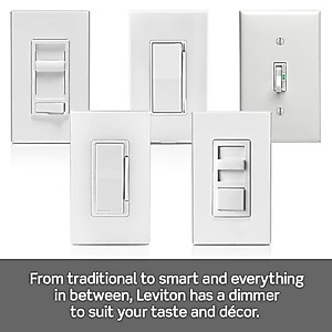 Leviton SureSlide Dimmer Switch for Dimmable LED, Halogen and Incandescent Bulbs, 6672-1LW, White