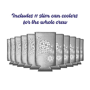 Last Disco Bachelorette Party Coozies Skinny Can {12 Pack} Includes Bride Coozie and 11 Slim Bachelorette Coozies for 70s Bachelorette Party