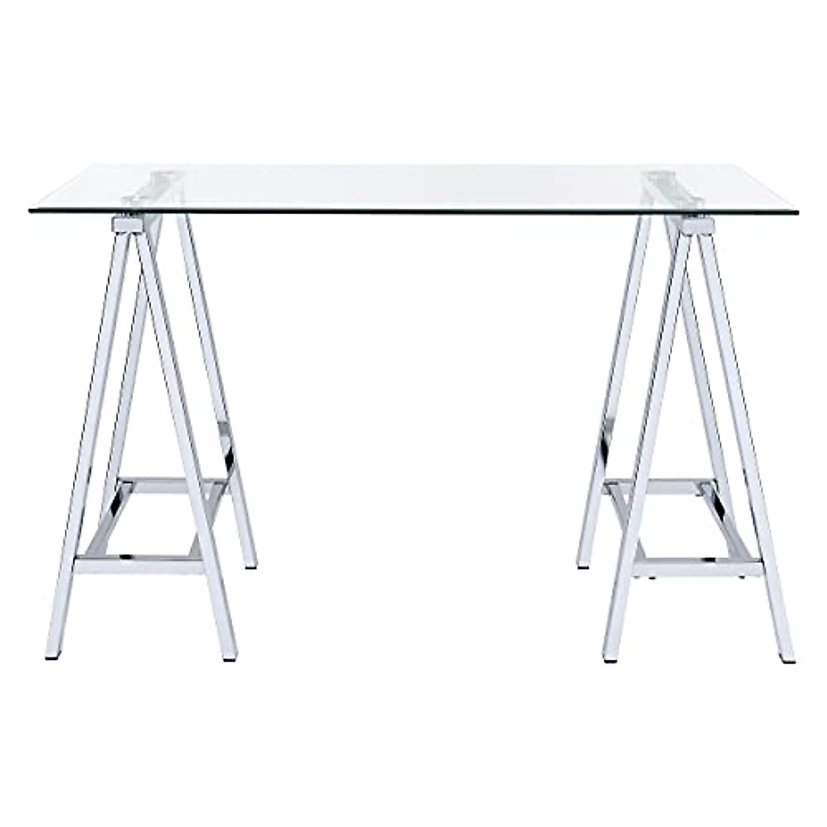 OSP Home Furnishings Middleton 47 Inch Desk with Clear Beveled Glass Top, Chrome Base