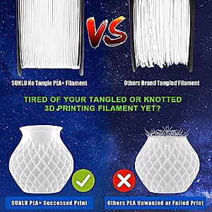 PLA+ 3D Printer Filament 1.75mm, SUNLU PLA Filament PRO, Dimensional Accuracy +/- 0.02 mm, 1 kg Spool, 1.75 PLA Plus, White+Grey