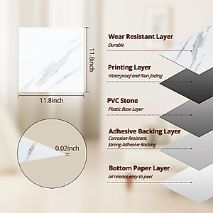 Peel and Stick Floor Tile, 12-Inch Vinyl Flooring 20 Tiles, Peel and Stick Flooring, Self Adhesive DIY Flooring for Kitchen, Dining Room, Bedrooms & Bathrooms