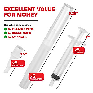 Touch Up Paint Pens, 5 Pack Refillable Paint Pens, Fillable Paint Pens for Touch Up on Walls, Furniture, and Kitchen Cabinet, Paint Touch Up Pen with Syringes for Home Paint, Touch Up Paint Pen Kit