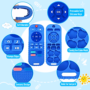 2PCS Teething Toy for Babies 0-6-12 Month Infant Teether Relief Toy for Baby 3-6-12-18 Month Montessori Development TV Remotes Sensory Toy for Newborn 7 8 9 Month Birthday Easter Gift for 1 Year Old