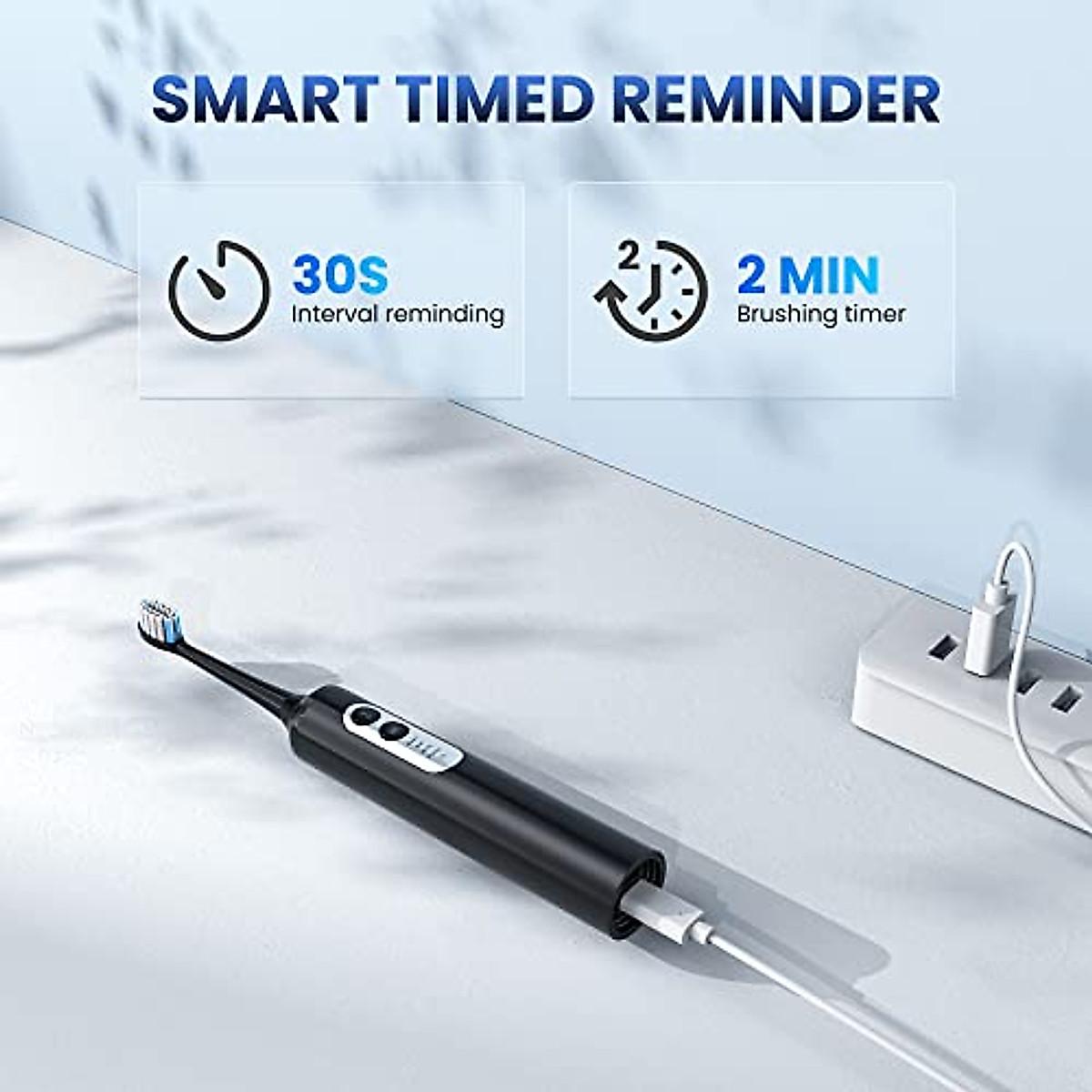 Water Dental Flosser with Electric Toothbrush, One Switch Between Tooth Brush & Water Floss, 3 in 1 Teeth Cleaning Kit with 4 Modes, Water Flosser Portable for Travel and Home (Black)