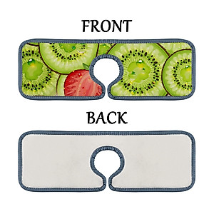 Kitchen Faucet Absorbent Mat 2 Pieces Summer Kiwi Fruit Faucet Sink Splash Guard Bathroom Counter and RV,Faucet Counter Sink Water Stains Preventer