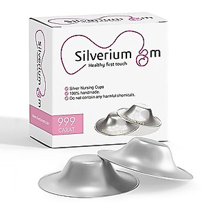 Silveriumom The Original Silver Nursing Cups - Nipple Shields for Nursing Newborn - 100% Pure Silver 999 Silver and Handmade - Nipple Covers Breastfeeding