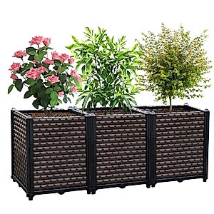 Large Planters for Outdoor Plants - Deepened 20" H, Raised Beds for Gardening Self Watering, Elevated Planter Box with Legs, Rectangular Garden Planters for Outdoor Plants Flowers, 47.2"L x 15.7"W