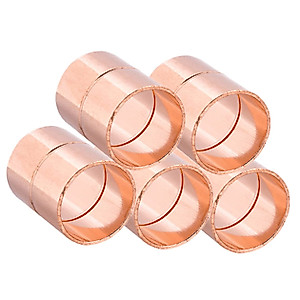 Angoily 15 Pcs Copper Air Conditioning Copper Tube Straight Connector Tubing Coupling Copper Coupling Brass Pushfit Fittings Straight Coupling Brass Fittings Isometric Copper Fittings