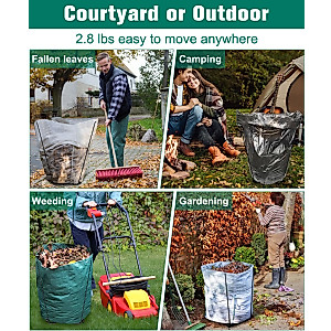 Tuohours Outdoor Trash Bag Holder Stand - Heavy Duty Metal Garden Garbage Bag Support Frame for 30-45 Gallon Capacity, Multi-Use Portable Yard Leaf Bag Stand for Leaves, Camping, Weeding, Lawn Party