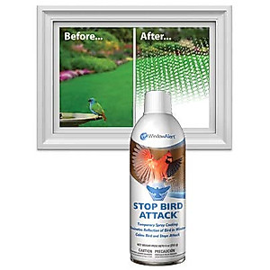WINDOWALERT Stop Bird Attack (9oz) - Temporary Spray Coating Eliminates Reflection of Bird in Window - Made in The USA