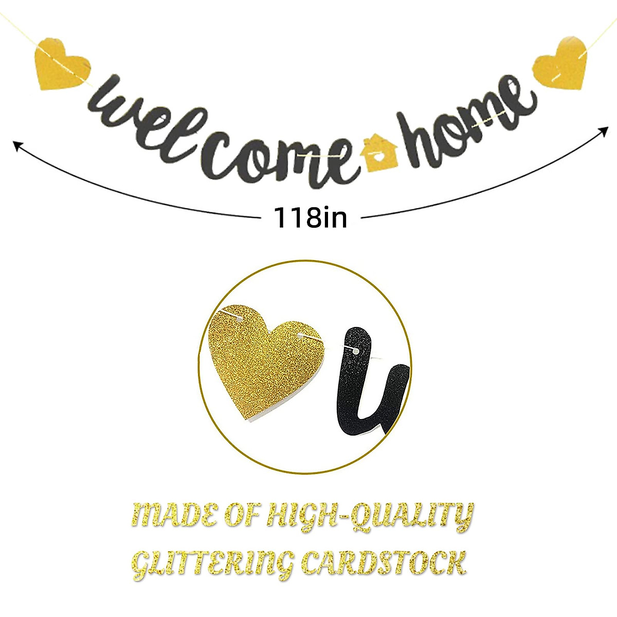 Welcome Home Banner with Two Heart and A Vivid Home Sign Flash Party Decorations, Funny Home Party Sign Decors Family Party Housewarming Banner for Family Theme Party Supplies Decorations