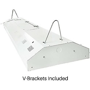 Four-Bros Lighting 6 Bulb/Lamp T8 LED Linear High Bay Warehouse Shop Light Fixture - (6) LED T8 Bulbs Included - Daylight - 17160 Lumens, Made in USA, BAA Certified…