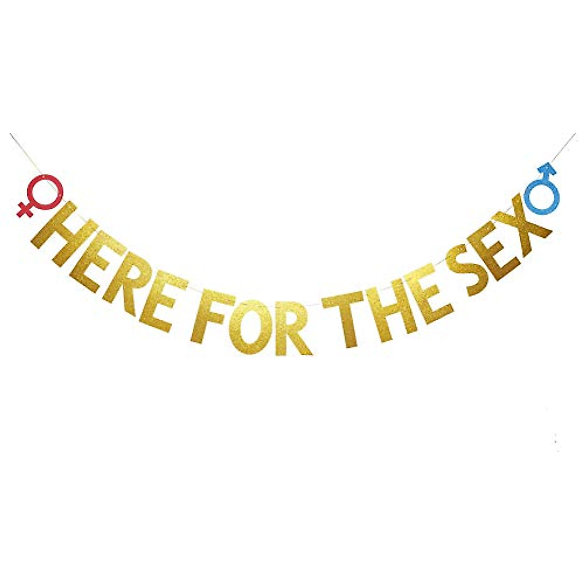 Here for The Sex Banner Gold Glitter Garland for Baby Shower Gender Reveal Party Supplies Decorations by Ucity