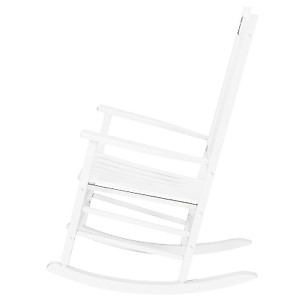 White Patio Rocking Chairs, Outdoor Rocking Chairs, Rocking Chair Wooden Frame Chair Indoor and Outdoor Rocker Porch Rocker for Garden Lawn Balcony Backyard and Patio Porch 24.4"L x 33.86"W x 46.06"H