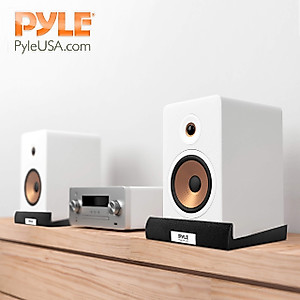 Pyle Sound Dampening Riser Foam-Audio Acoustic Noise Isolation Platform Recoil Stabilizer w/Rubber Base Pad for Studio Monitor, Subwoofer, Loud Speakers, Sold in 2 Pairs PSI03X2, Black, 4 Pack