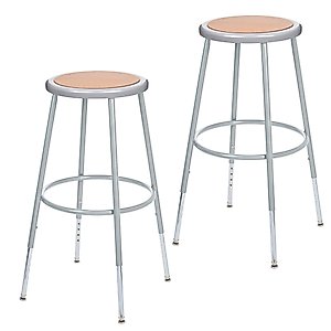 OEF Furnishings (2 Pack) Height Adjustable Grey Shop Stool, 25-32"" High (OEF6224H/2)