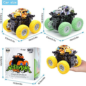 YQMYXG Monster Truck Toys Cars for Boys Toddlers 4 Wheels Drive Durable Friction Powered Car Toys for Kids Birthday Party 360 Degree Rotation Gift Suitable for Boys Girls over 3 years old(Yellow+Green