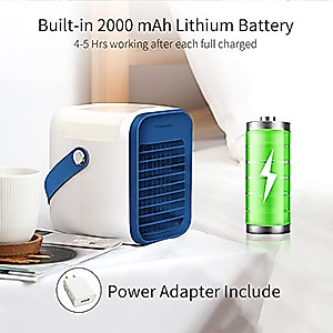 Portable Air Conditioner, Portable Evaporative Cooler, Suitable for Bedside, Office, tent, baby's room and Study Room, misting design, Quick & Easy Way to Cool personal Space, As Seen On TV, Cordless&Rechargeable