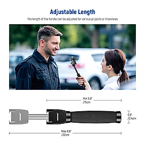 Neewer 8.7"/22cm Telescoping Interview Mic Handle for Wireless Go, Lavalier Video Microphone Handheld Adapter with Cold Shoes Compatible with RODE Wireless Go II DJI Mic CM22, MS003