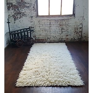 FLOKATI SHAG Beautiful Greek Flokati Rugs in Popular Sizes | Soft and Fluffy 3"" Organic Wool Pile | Premium 2000gsm Weight | Off White Wool Rug. (3' x 5')
