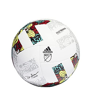 adidas MLS Training Soccer Ball, White/Solar Yellow/Power Blue, 5