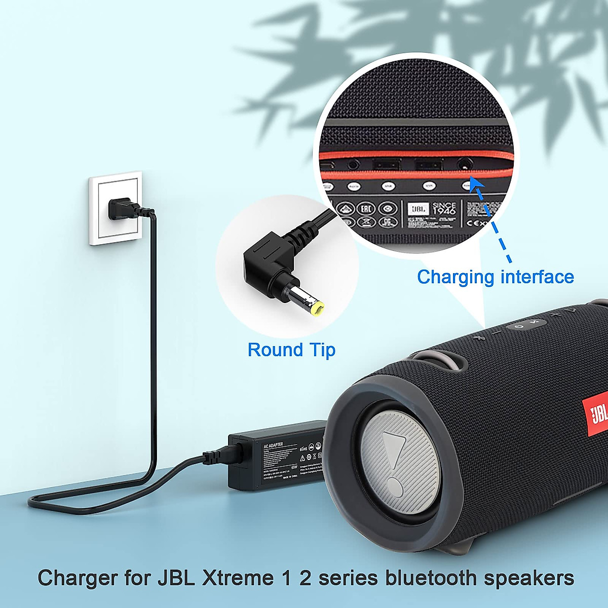 19V 65W AC DC Adapter Charger Compatible with JBL Boombox Portable Bluetooth Waterproof Speaker BL Xtreme Xtreme 2 JBL Boombox Portable Wireless Speaker (Black, Blue, Red) Power Supply Cord