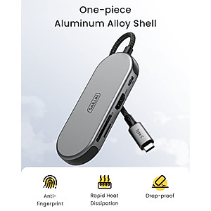 USB C Hub, SAILLIN 7 in 1 USB C Multiport Adapter, Aluminum USB C Dongle with 3 USB 3.0 Ports, 4K HDMI, SD/TF Card Reader, 100W Power Delivery Compatible with MacBook Pro, MacBook Air, iPad Pro, XPS