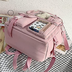 CHERSE School Backpack for Teen Girls Back to School Aesthetic Cute Adorable Lovely with Pin and Cute Accessory (Blue)