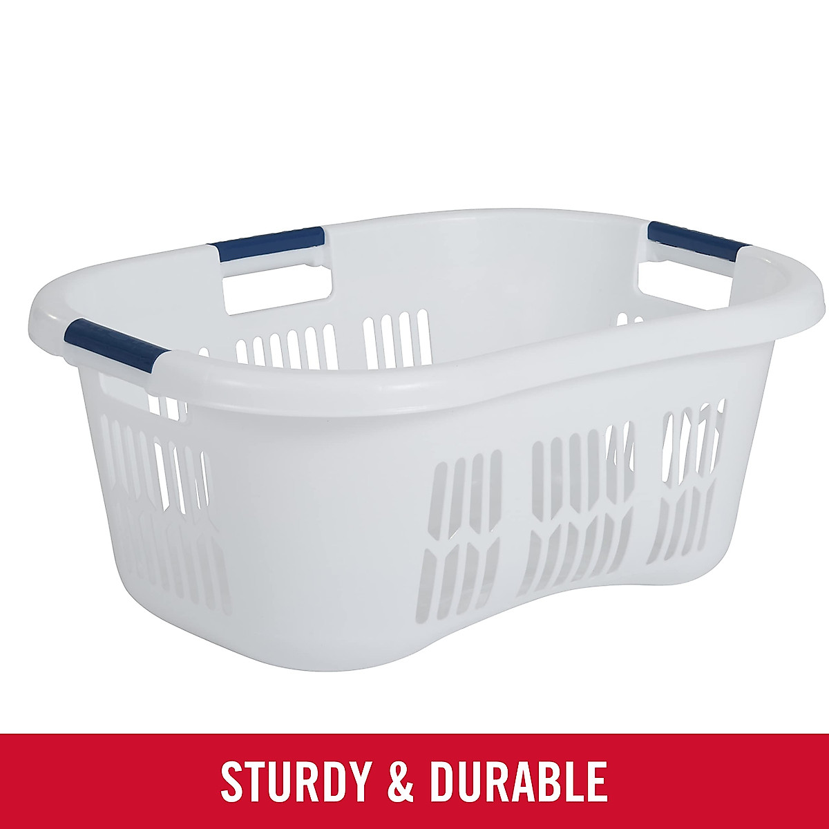 Rubbermaid XL Hip-Hugger Laundry Basket/Hamper, 2.1-Bushel, White, Stackable Storage Bin/Organizer for Bathroom/Bedroom/Dorm/Home